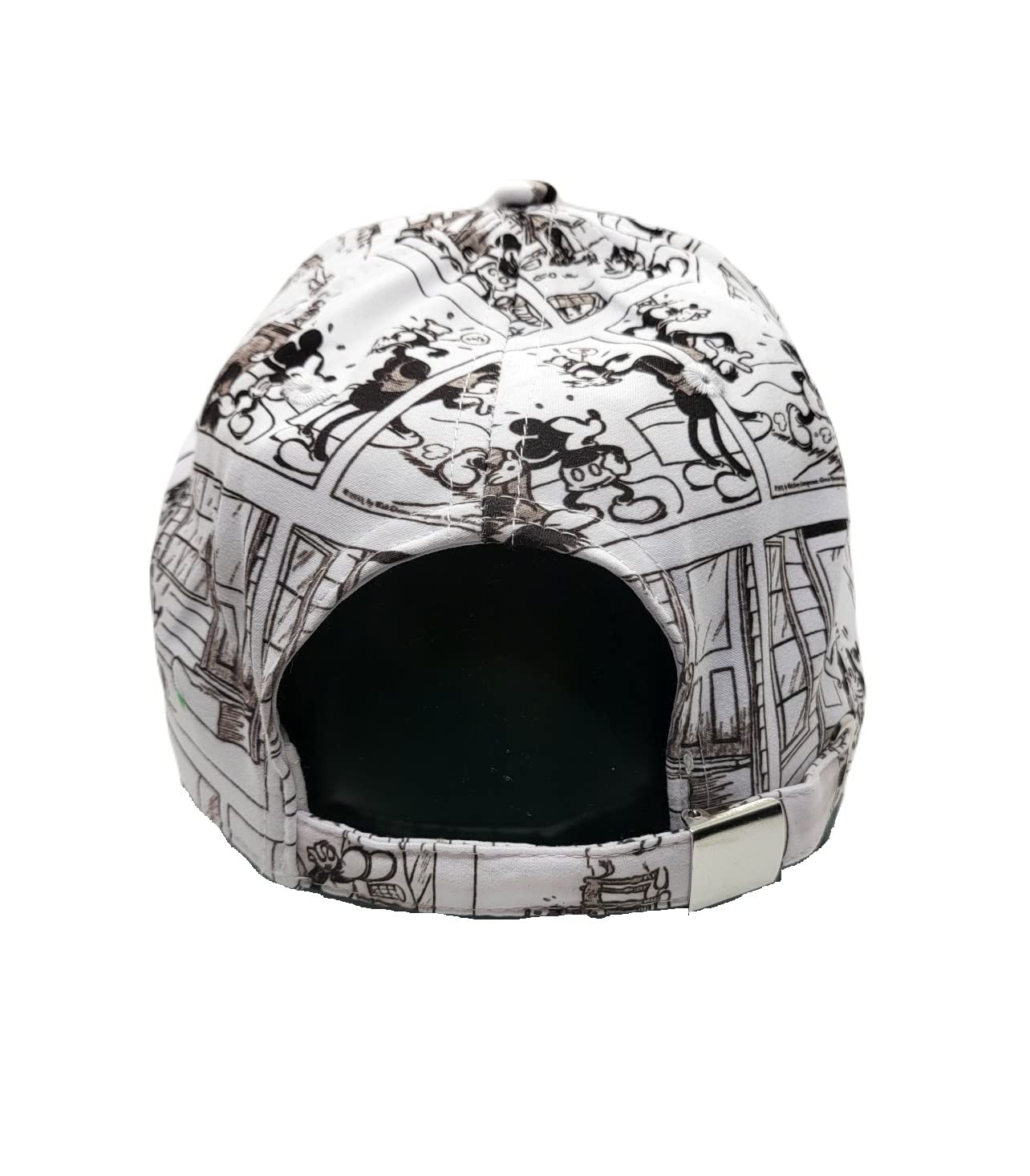 Disney Mickey Mouse Comic Book Print Snapback Baseball Hat (Black and White)