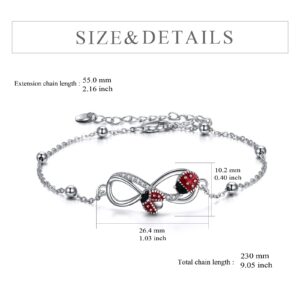 POPLYKE Ladybug Bracelet for Women 925 Sterling Silver Ladybug Jewelry Gifts for Mother Daughter Sister Grandma