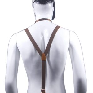 Doloise Suspenders & Bowtie Set-Men's and Women's Elastic X Band Suspenders + Bowtie For Wedding,Formal Events (coffe)