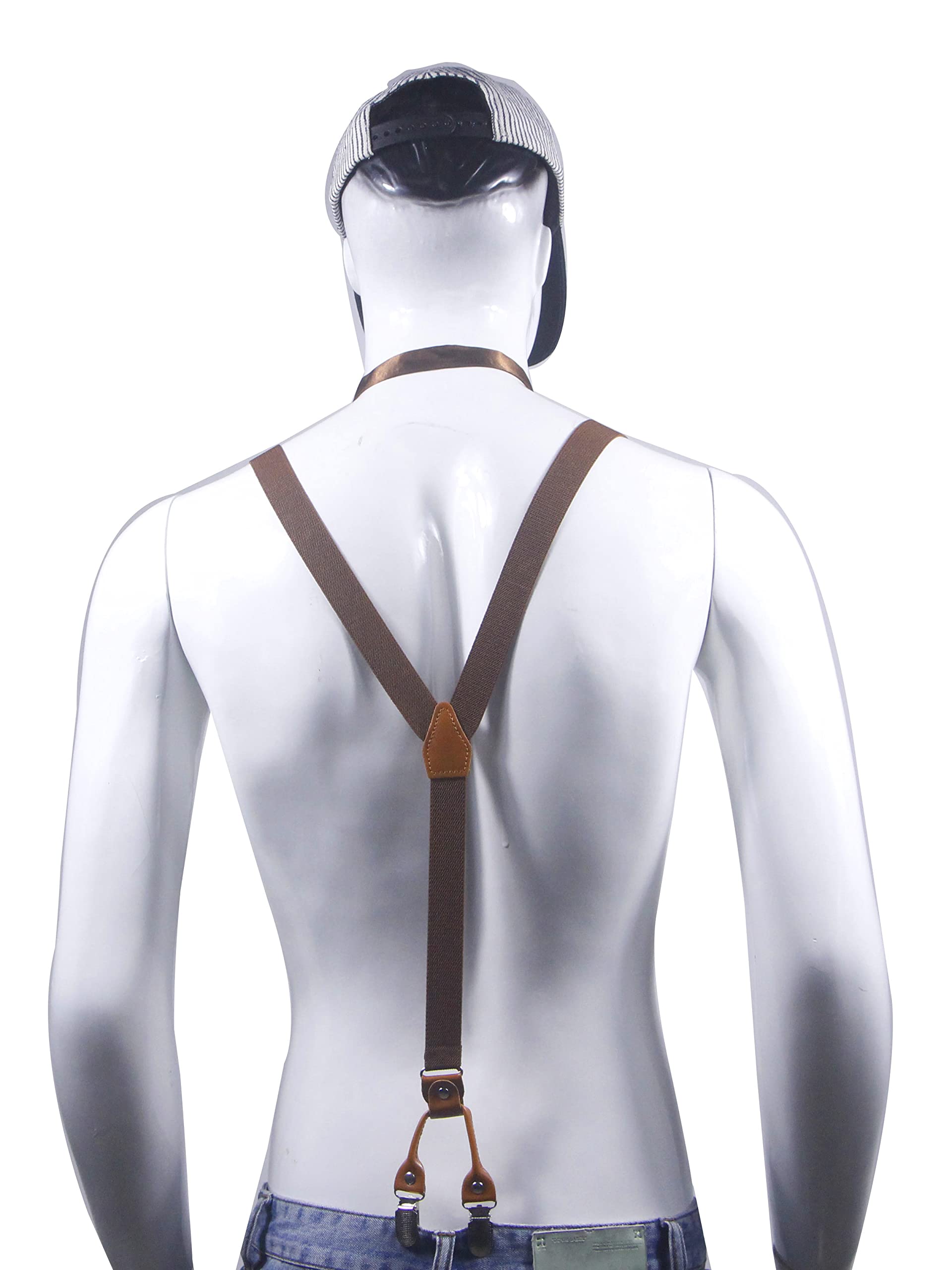 Doloise Suspenders & Bowtie Set-Men's and Women's Elastic X Band Suspenders + Bowtie For Wedding,Formal Events (coffe)