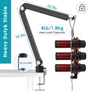 YOUSHARES Mic Boom Arm for Blue Yeti Microphone, HyperX QuadCast Mic, Fifine, Rode, Shure, Razer and Most Microphones, Flexible Metal Mic Arm Stand Desk Mount with 5 Freely Adjustable Joints