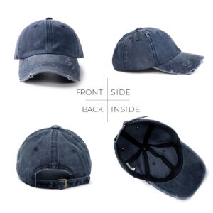 Lvaiz Distressed Baseball Cap Dad Hats for Women Men Vintage Washed Cotton Trucker Hat Adjustable Low Profile Ball Caps Navy Blue