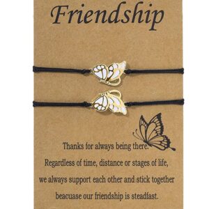 tenghong2021 best friends friendship matching butterfly bracelets for 2 women long distance matching butterfly bracelets friendship gifts for women friends birthday gifts-gold