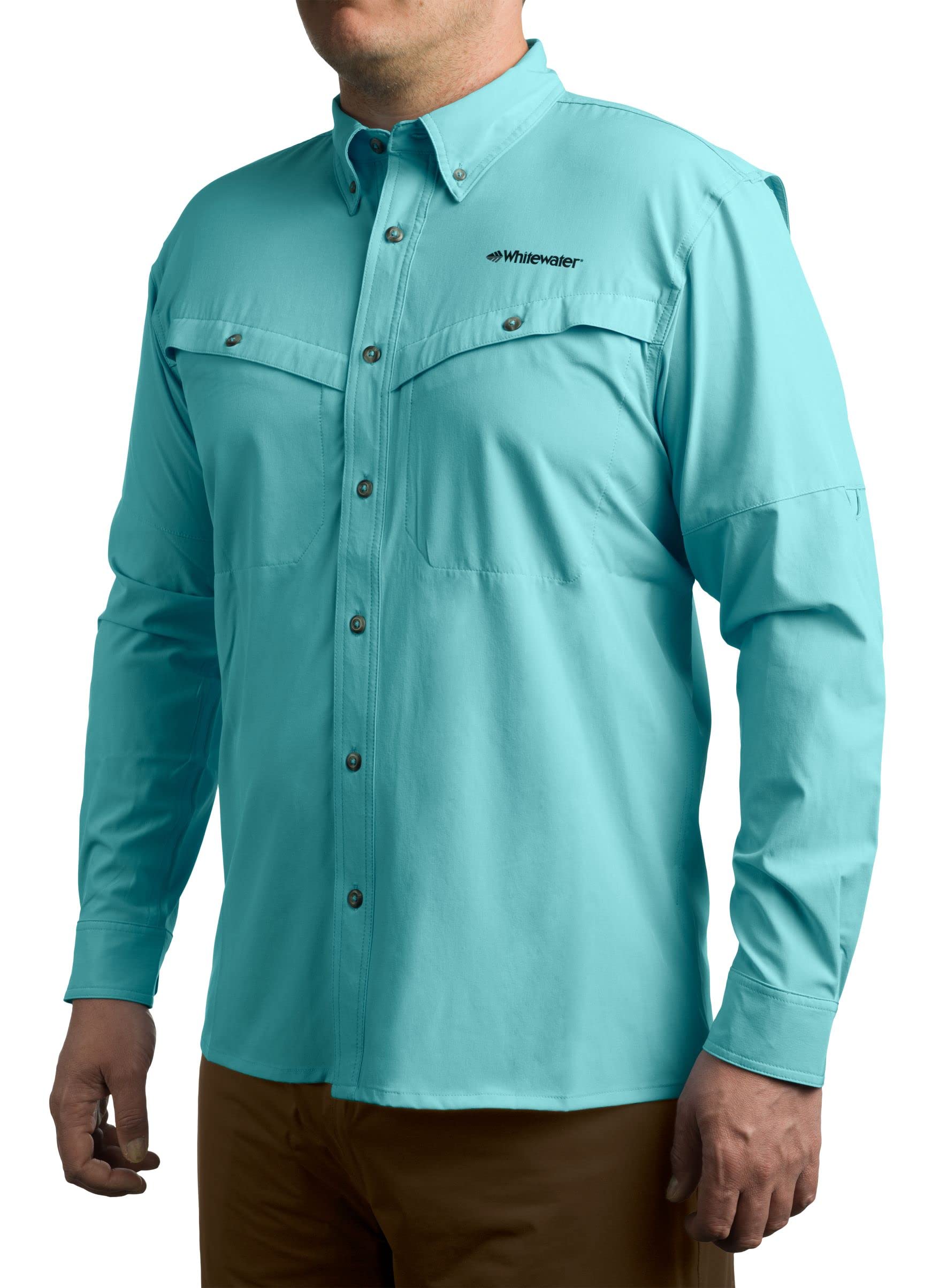 Whitewater Lightweight Moisture Wicking Long Sleeve Fishing Shirt with UPF 50 (XX-Large, Lagoon)