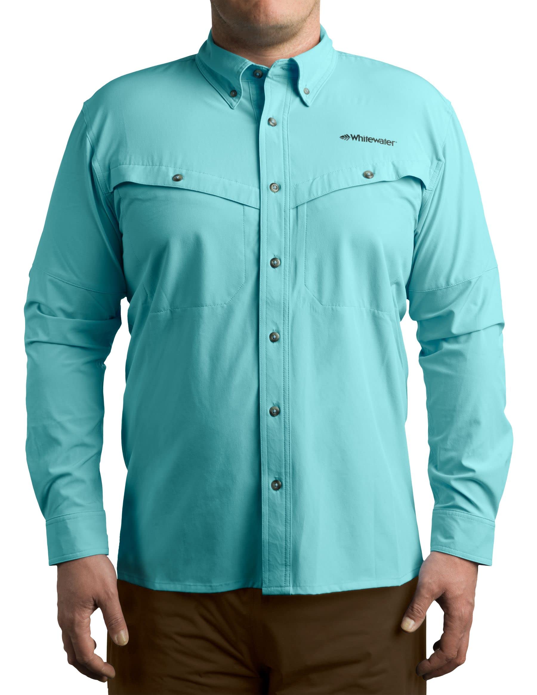 Whitewater Lightweight Moisture Wicking Long Sleeve Fishing Shirt with UPF 50 (XX-Large, Lagoon)