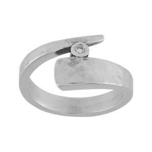 silpada 'modern way' sterling silver diamond ring, size 7, size 7