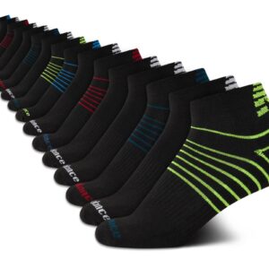 New Balance Boys' Quarter Socks - 16 Pack Soft Cushioned Performance Ankle Socks for Boys - Breathable Boy's Sports Socks, Size Large, Black Assorted