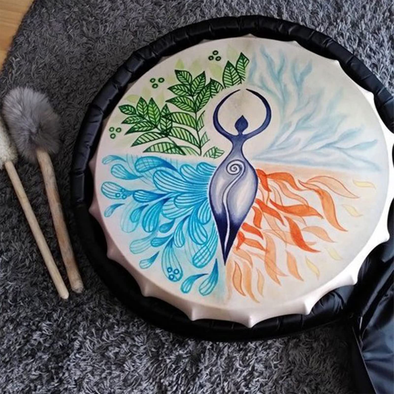 Firlar Shaman Drum,10 Inch Shaman Hand Drum With Drum Stick, Instrumental Shaman Alchemy Moon Drum, Sound Healer Shaman Drum For Spiritual Music, Reflection And Meditation