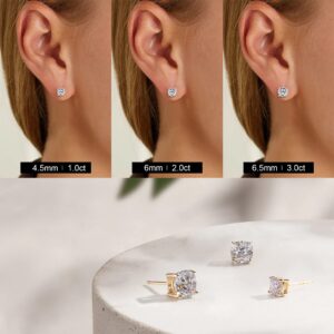 SMILEST 1 ct Moissanite Stud Earrings for Men Women, D Color VVS1 Clarity Cushion Cut Simulated Diamond Earrings 18K Yellow Gold Vermeil 925 Sterling Silver Moissanite Earrings for Men Women Gifts