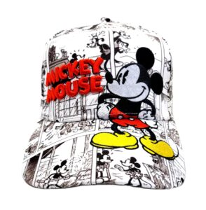 disney mickey mouse comic book print snapback baseball hat (black and white)