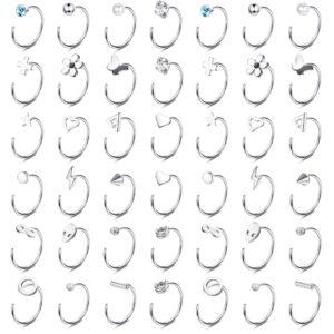 joerica 21 pairs half hoop earrings stainless steel small huggie hoop earrings butterfly heart star moon bar cross dot cz half hoop cartilage piercing earrings tiny hoop stud earrings