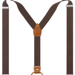 Doloise Suspenders & Bowtie Set-Men's and Women's Elastic X Band Suspenders + Bowtie For Wedding,Formal Events (coffe)