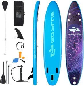 augester 10‘/10.5‘/11’ inflatable lightweight stand up paddle board, premium yoga board w/durable sup accessories, with fins, carrying bag, non-slip deck, adjustable paddle & hand pump, wide stance