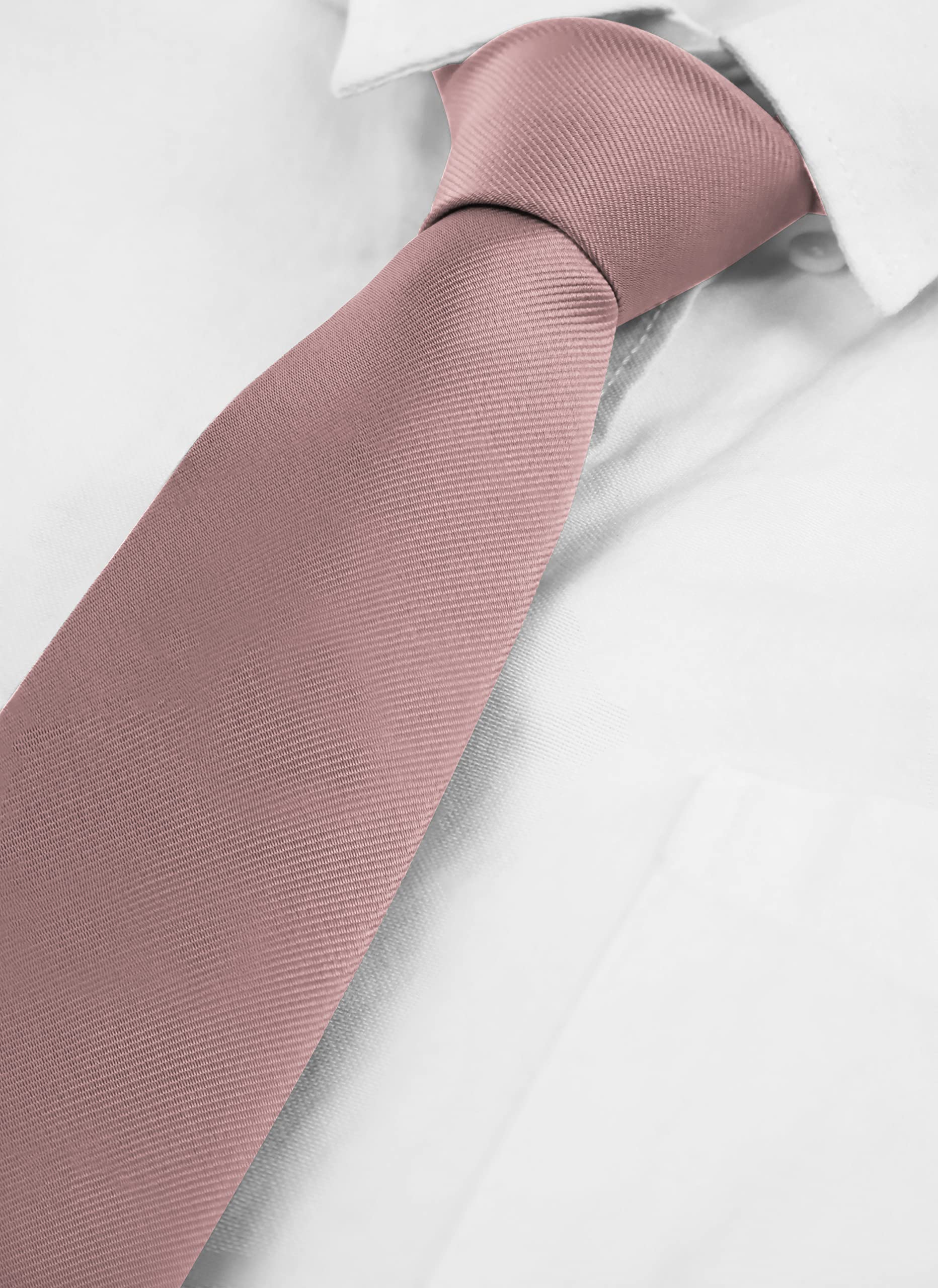 TASTION Mens Dusty Rose Ties for Men Classic Wedding Necktie Solid Light Blush Pink Tie Formal Business Satin Silk Wedding Bridegroom Tie