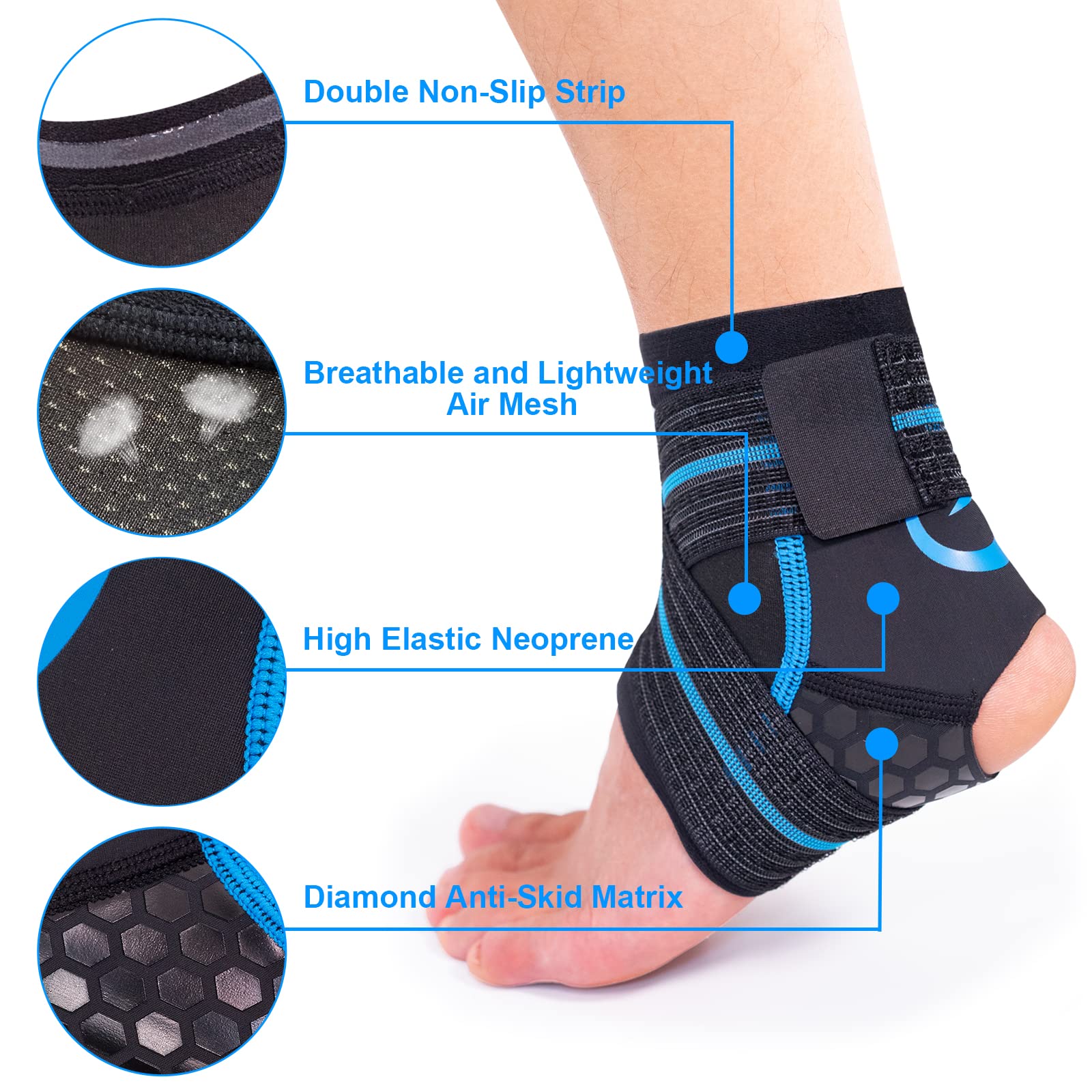 Nvorliy Ankle Brace for Swimming, Aquatic, Scuba Diving, Surfing, Paddle Boarding, Water Sports or Injury Recovery, Neoprene Compression Ankle Wrap & Foot Support for Women & Men (Small)