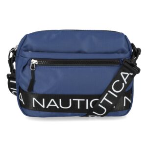 nautica womens nautica nylon bean bag crossbody/belt bag with adjustable shoulder strap, indigo, one size