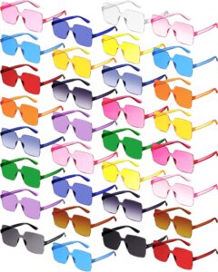 chumia 51 pack fun sunglasses bulk adult party favors sunglasses colorful plastic square rimless retro sunglasses for women men neon party candy color glasses