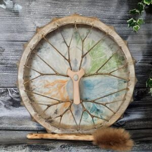 Firlar Shaman Drum,10 Inch Shaman Hand Drum With Drum Stick, Instrumental Shaman Alchemy Moon Drum, Sound Healer Shaman Drum For Spiritual Music, Reflection And Meditation