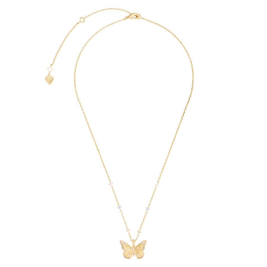 Wanderlust + Co Butterfly Rainbow & Gold Necklace 14K Gold Plated Jewelry Hypoallergenic Shower-safe