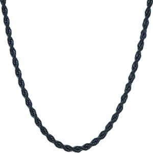 lifetime jewelry 3mm rope chain for men & women diamond cut necklaces for women & men necklace 14 to 36 inch black | gunmetal | stainless steel (18 inches, black)