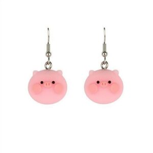 lovely pink pig dangle drop animal earrings cute sweet funny animal earrings for women friends jewelry-head