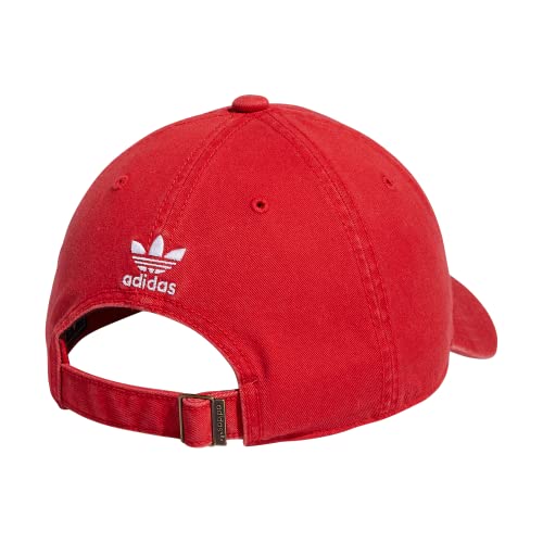 adidas Originals Men's Relaxed Fit Strapback Hat, Better Scarlet/White, One Size