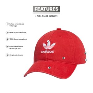 adidas Originals Men's Relaxed Fit Strapback Hat, Better Scarlet/White, One Size