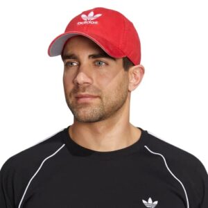 adidas Originals Men's Relaxed Fit Strapback Hat, Better Scarlet/White, One Size