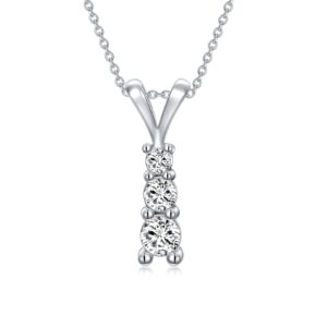 moissanite pendant necklace for women 1.5ct 18k white gold plated silver d color brilliant cut moissanites jewelry gift for her, wife mom girl 18"-20"