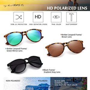 CHBP Sunglasses Womens Men Polarized UV Protection Trendy Vintage Retro Round Mirrored Lens Sunglasses For Women