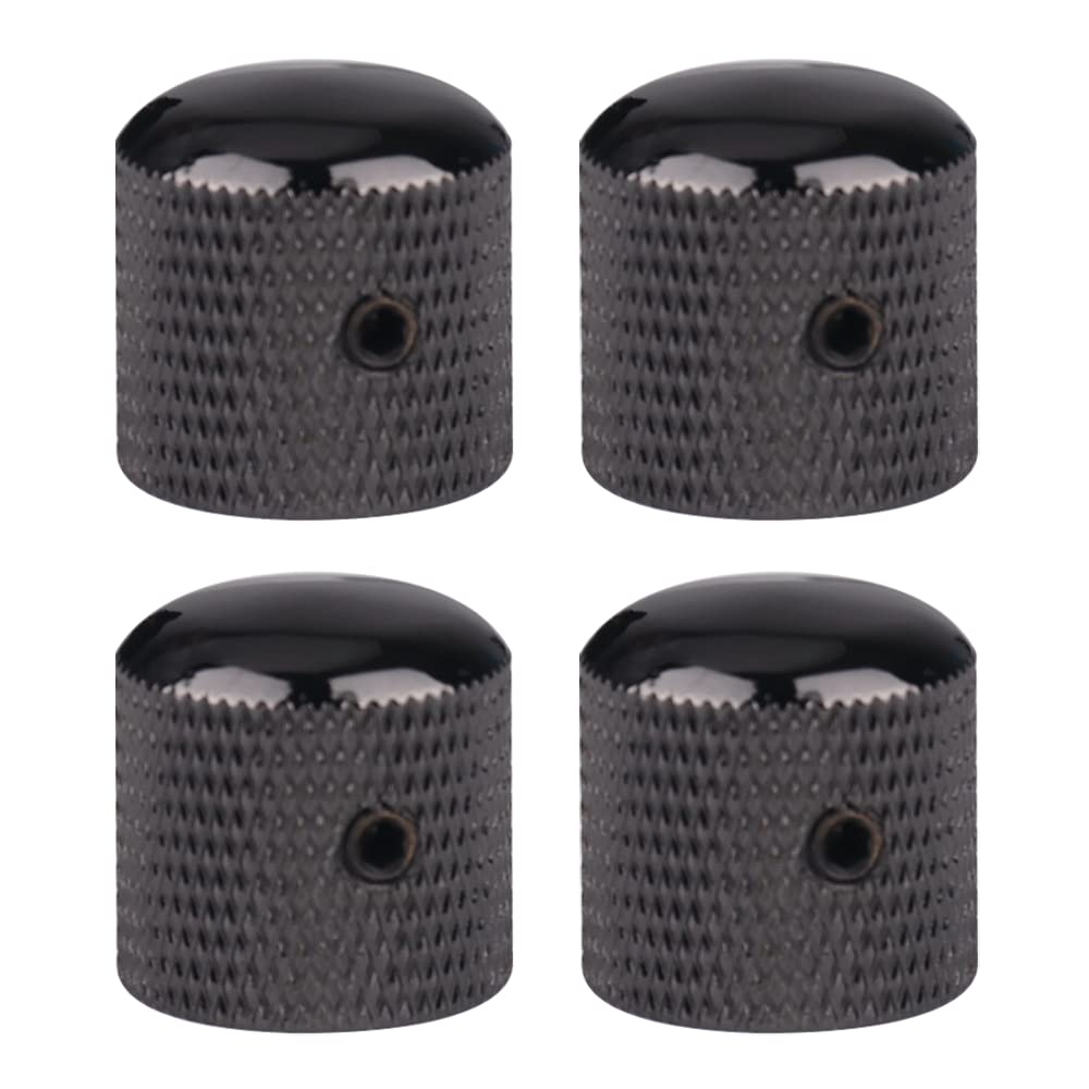 XIYANGJUAN 4Pcs Metal Guitar Knobs Volume Tone Control Knobs Dome Knobs with with Allen Keys Screws for Fender Telecaster Gibson Les Paul Electric Guitar Bass (Black)