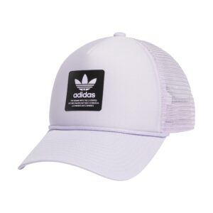 adidas originals dispatch trucker 5-panel high crown mesh-back adjustable strapback cap, silver dawn grey/black, one size