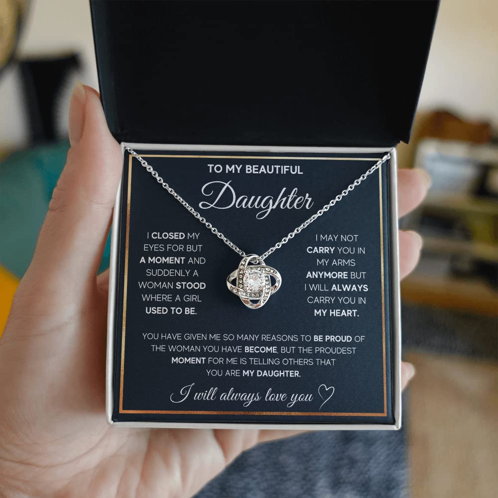 FG Family Gift Mall Birthday Gifts For Daughter Necklace, Father Daughter Gifts From Mom, Gifts For Daughter From Dad, Daughter Necklaces From Mom, Stainless Steel, Cubic Zirconia