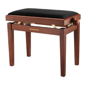 starfavor piano bench adjustable, wooden piano stool padded piano seat cushion, duet keyboard bench digital piano chair, spb-480n