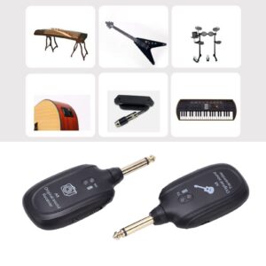 Guitar Transmitter Receiver,20Hz 20kHz UHF Wireless Guitar System Rechargeable Guitar Audio System for Electric Guitar Pickup Accessory Set Kit