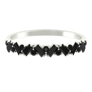 natural black spinel half eternity ring for women, aaa quality, august birthstone, 14k white gold, size:us 7.00