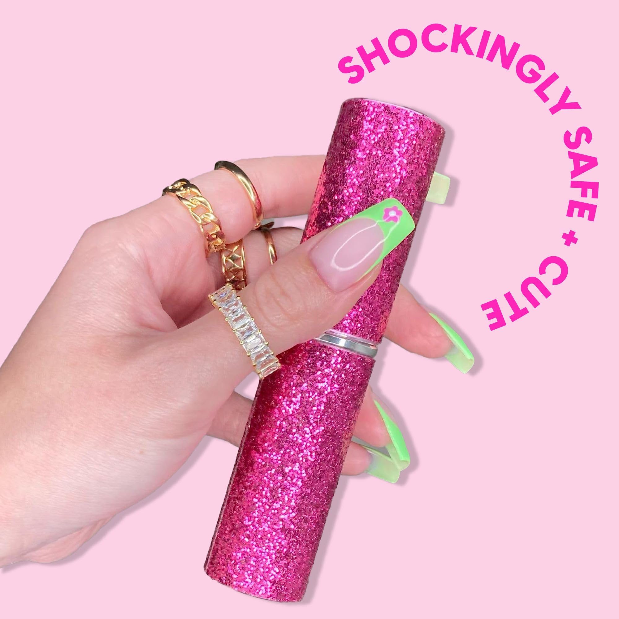 BLINGSTING Mini Lipstick Stun Gun for Women Self Defense with Flashlight & USB Rechargeable Battery, Pink