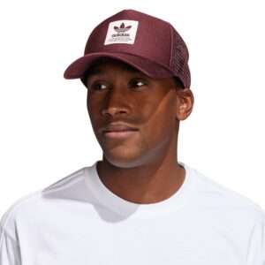 adidas Originals Dispatch Trucker 5-Panel High Crown Mesh-Back Adjustable Strapback Cap, Shadow Red/White, One Size