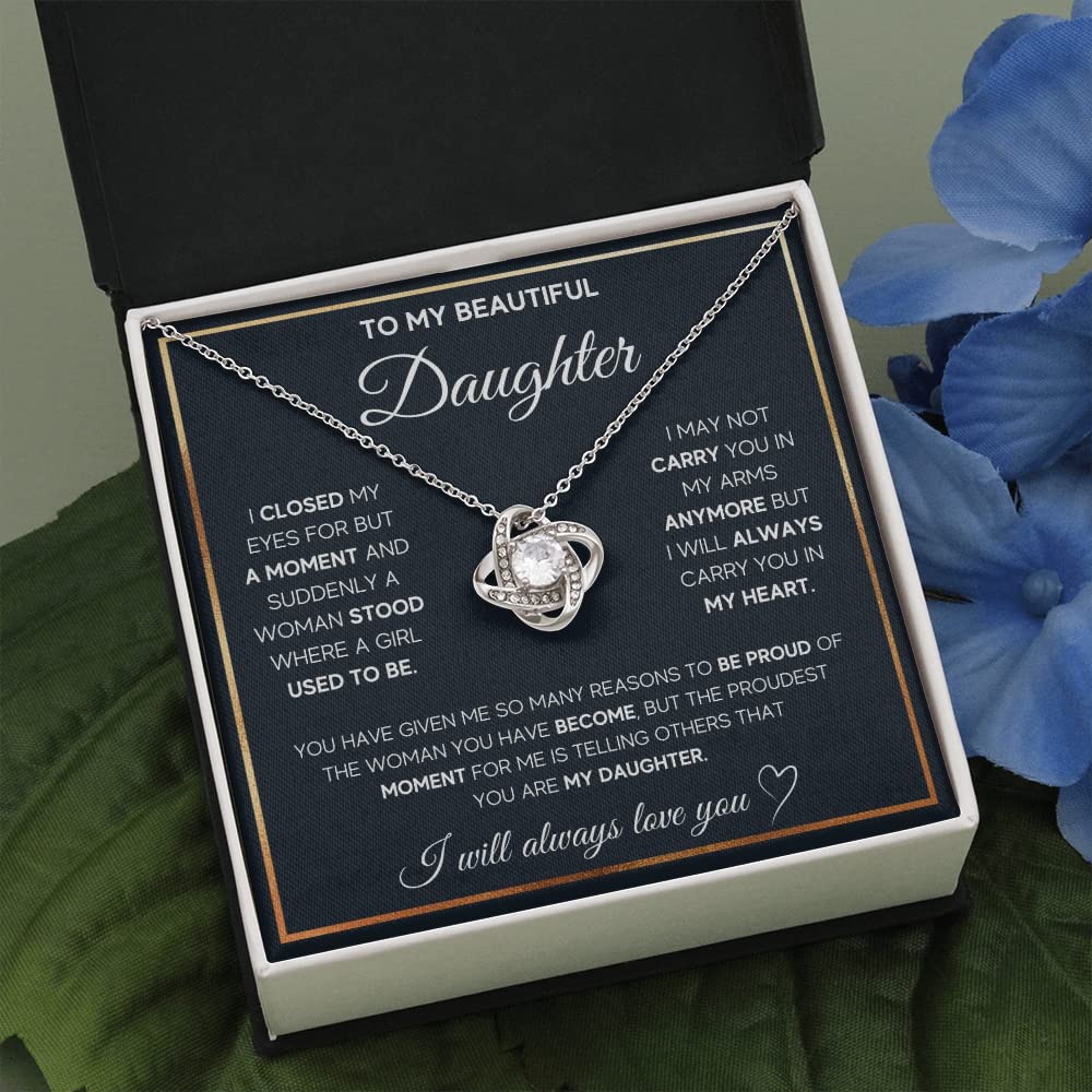 FG Family Gift Mall Birthday Gifts For Daughter Necklace, Father Daughter Gifts From Mom, Gifts For Daughter From Dad, Daughter Necklaces From Mom, Stainless Steel, Cubic Zirconia