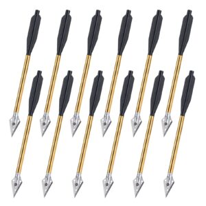 lamehfyo mini crossbow bolts aluminium crossbow bolts arrows 6.25" crossbow arrows with metal broadheads tips outdoor hunting fishing target practice (yellow)