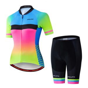 women's cycling jersey set bike t-shirt reflective+5d padded shorts s-3xl