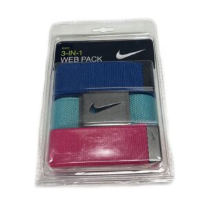 Nike New 3-in-1 Blue/Teal/Pink Golf Web Belt Pack Cut-to-Length OSFM