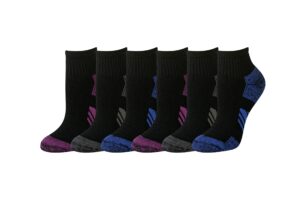 amazon essentials women's performance cotton cushioned athletic ankle socks, 6 pairs, black, 6-9