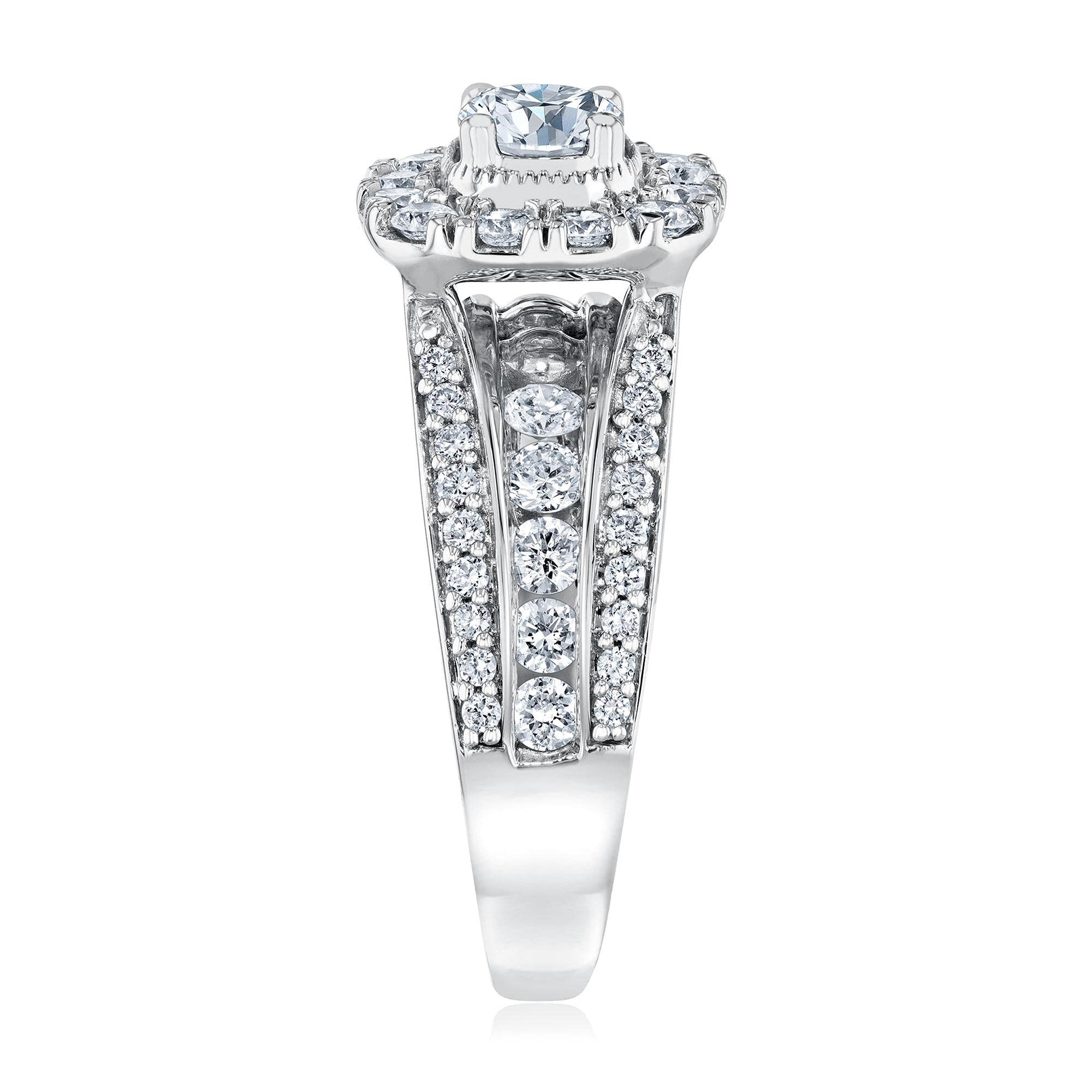 2ctw Round Diamond 75th Anniversary White Gold Engagement and Wedding Ring Bridal Set | Timeless Collection - Size 8