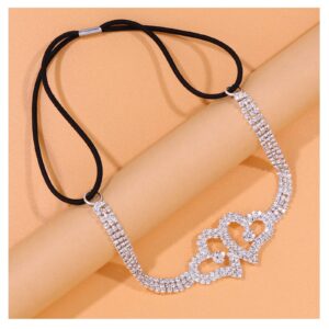 Rhinestone Double Heart Leg Chain Elasticity Rhinestone Thigh Leg Chain Crystal Thigh Chain Rhinestone Body Chain Thigh Chain Jewelry for Women(Heart)