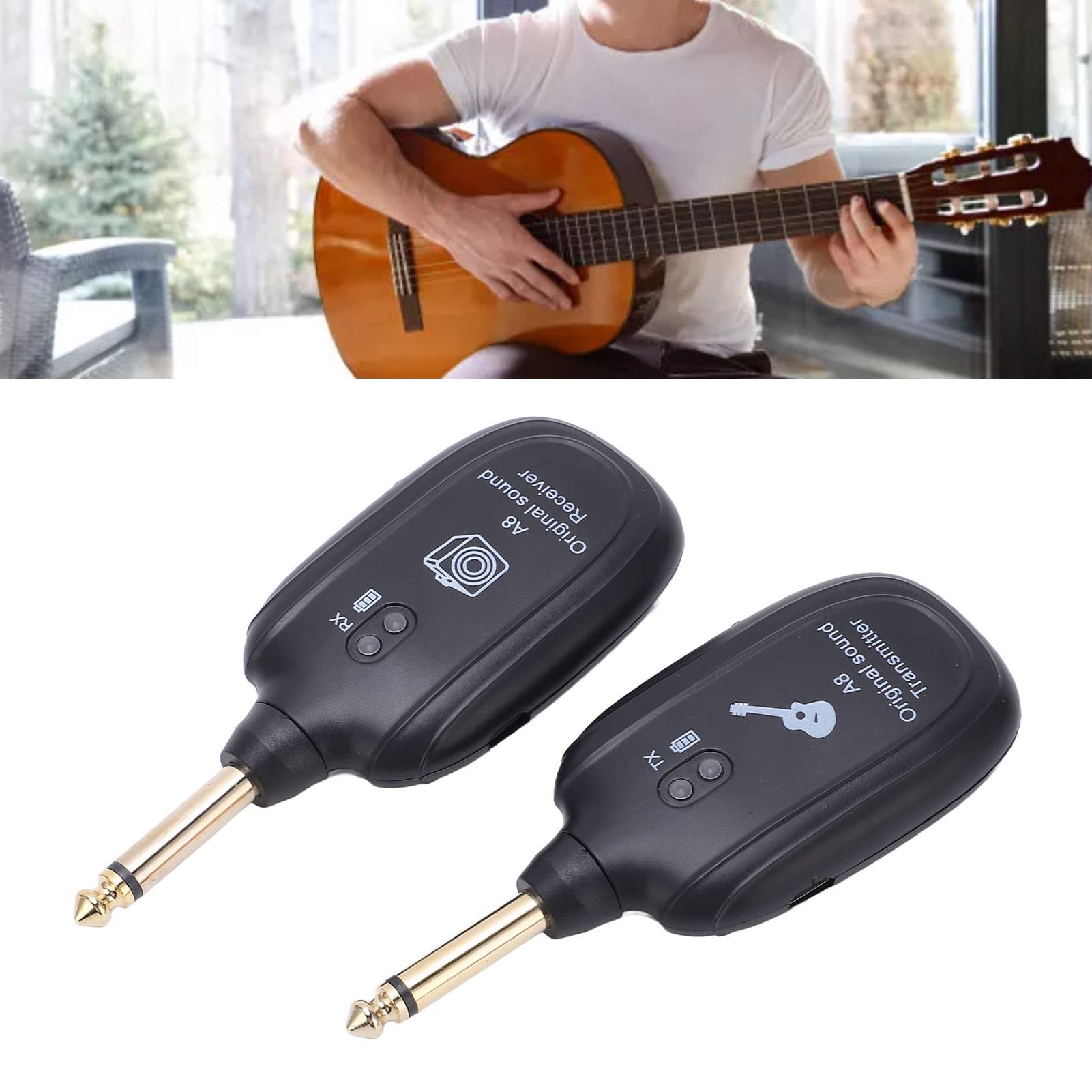 Guitar Transmitter Receiver,20Hz 20kHz UHF Wireless Guitar System Rechargeable Guitar Audio System for Electric Guitar Pickup Accessory Set Kit