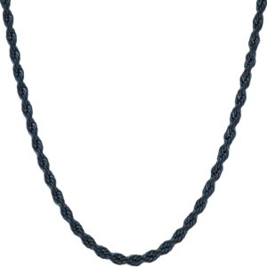 lifetime jewelry 3mm rope chain for men & women diamond cut necklaces for women & men necklace 14 to 36 inch black | gunmetal | stainless steel (24 inches, black)