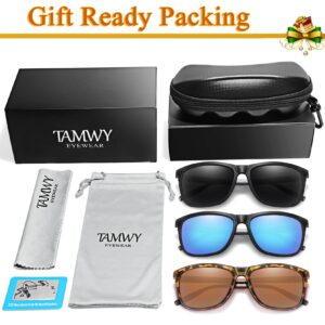 TAMWY 3 Pack Polarized Sunglasses for Men Women UV 400 Protection Lens – Spring Hinge-Come with Zip Case