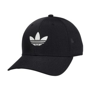 adidas originals men's beacon structured precurve snapback cap, black/white 2, one size