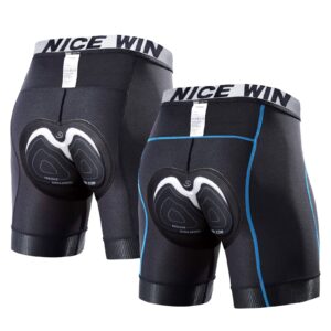 nicewin 2 pack men's cycling shorts bike underwear with 4d padding breathable mtb riding biker liner cycle clothes black & blue xl